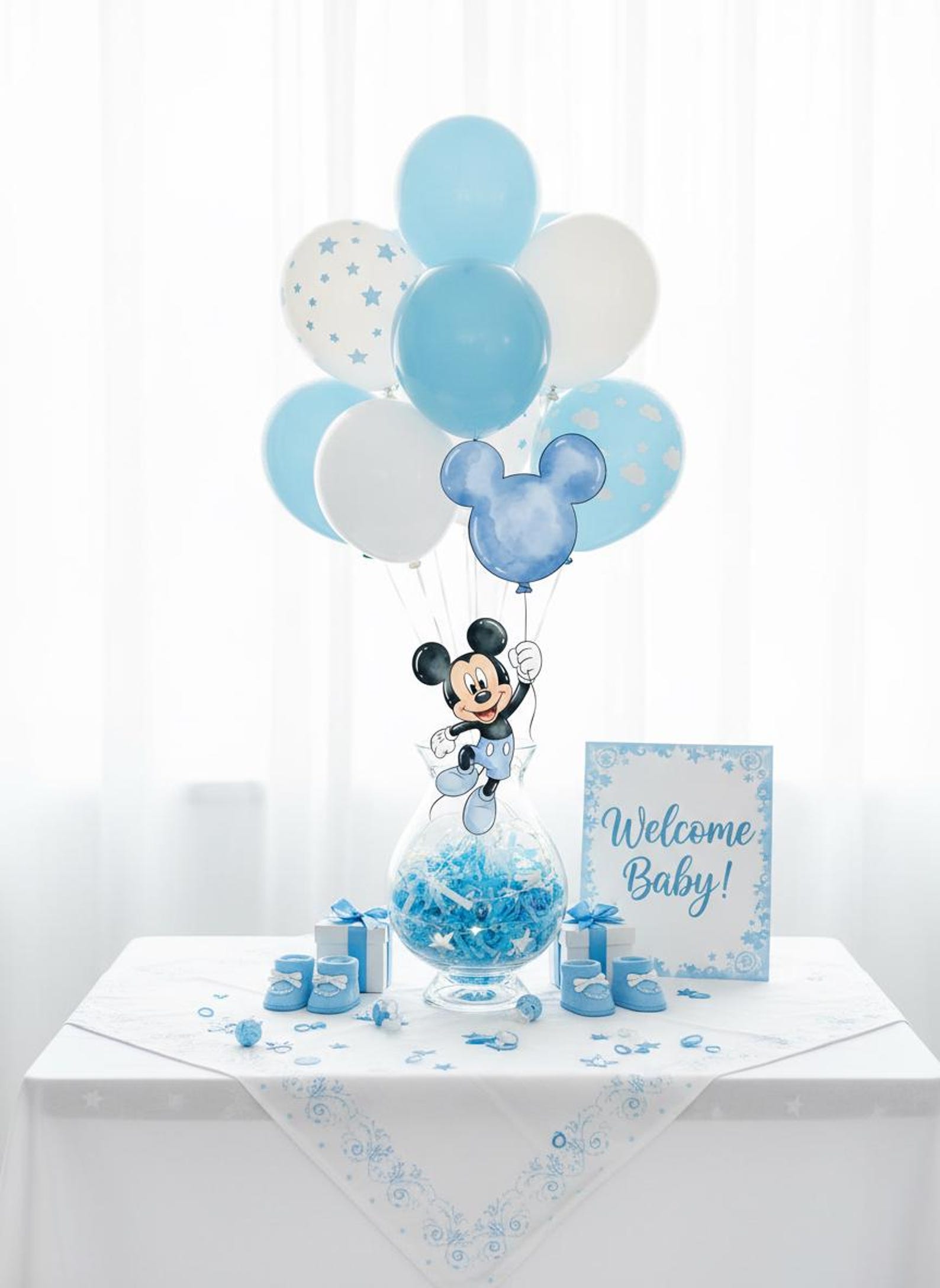 Mickey Mouse Blue Balloon Clipart: Watercolor Pngs (commerical Use) - Etsy