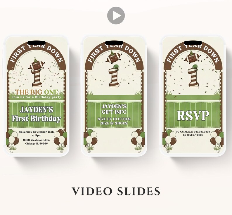 Football Birthday Video Invitation: Animated Invite (digital Download ...