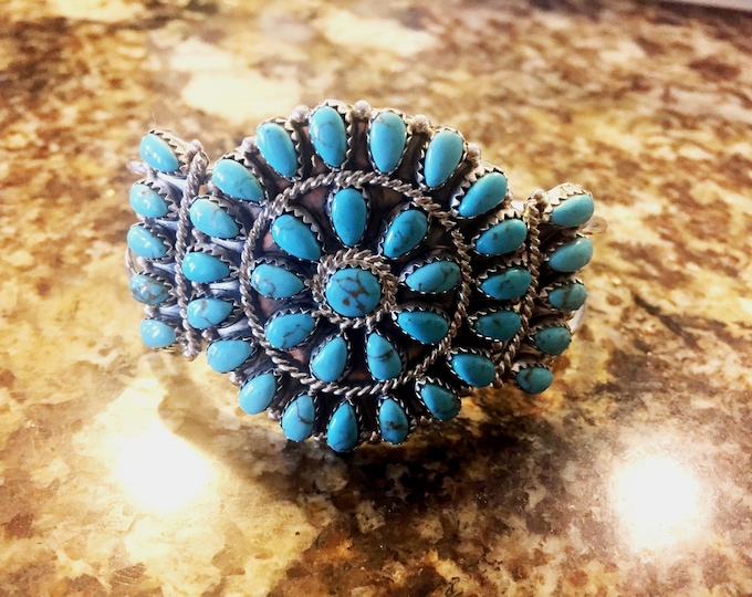 Beautiful Classy Turquoise and Sterling Silver Statement Cuff Cluster ...