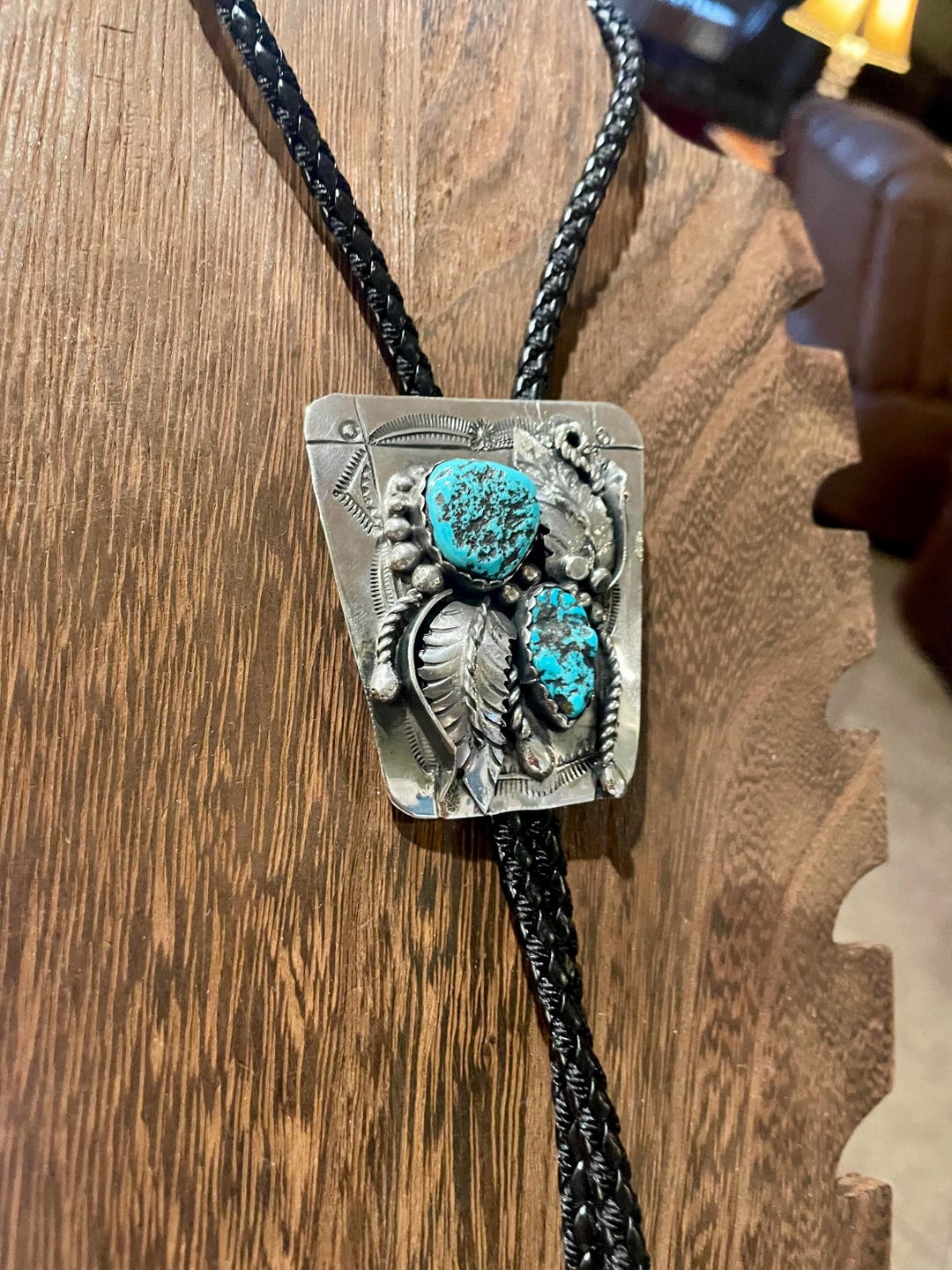 Bola Tie With Fantastic Old Stock Stones and Sterling Silver Turquoise ...