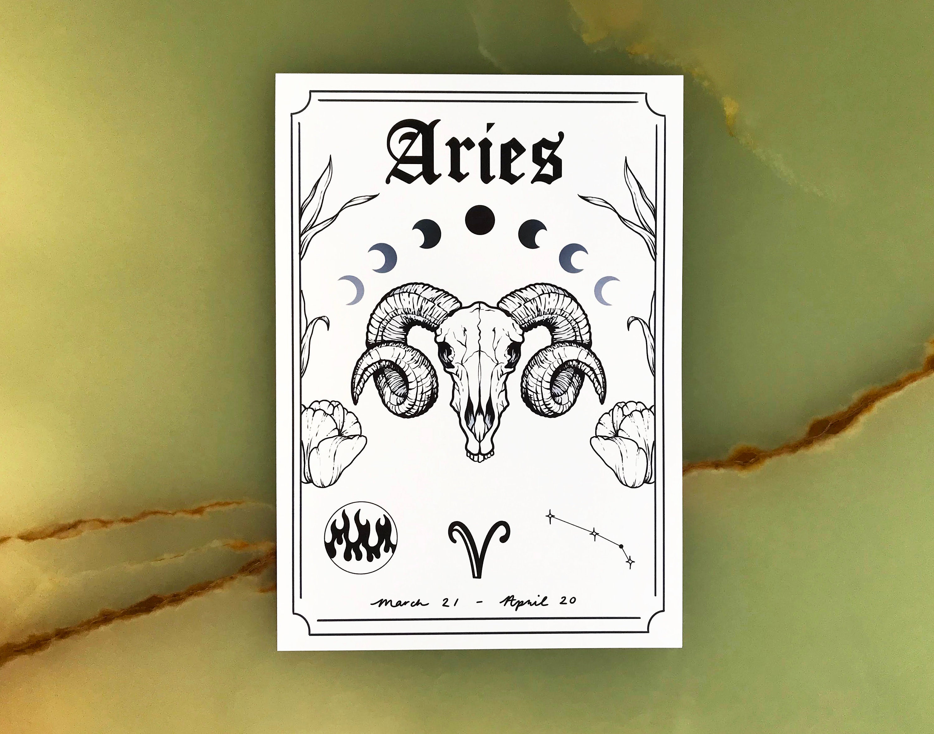 Aries Zodiac Astrology Art Print A5 A4 A3 Fire Star Sign - Etsy