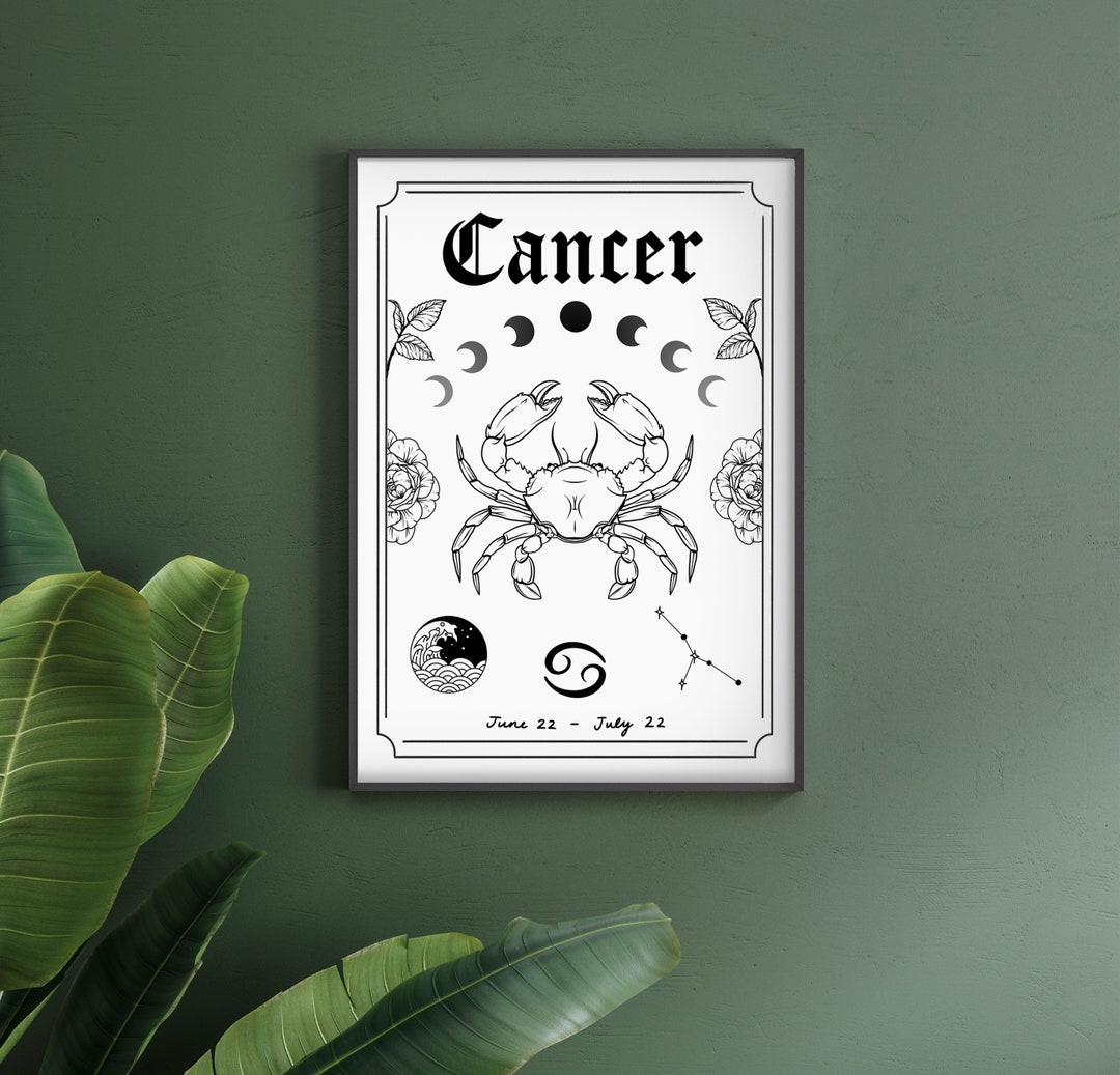 Cancer Zodiac Astrology Art Print Water Star Sign Unique - Etsy