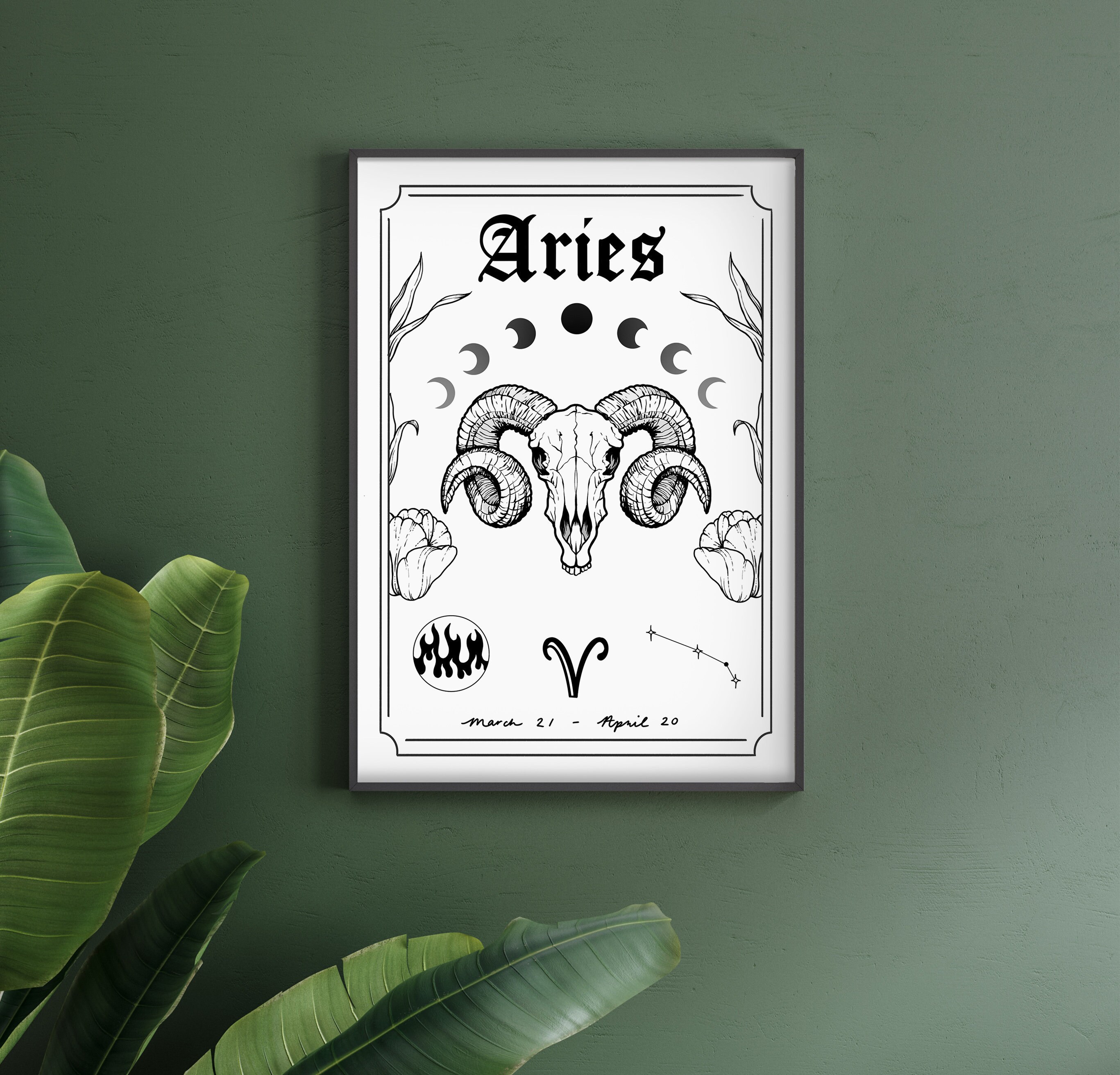 Aries Zodiac Astrology Art Print A5 A4 A3 Fire Star Sign | Etsy