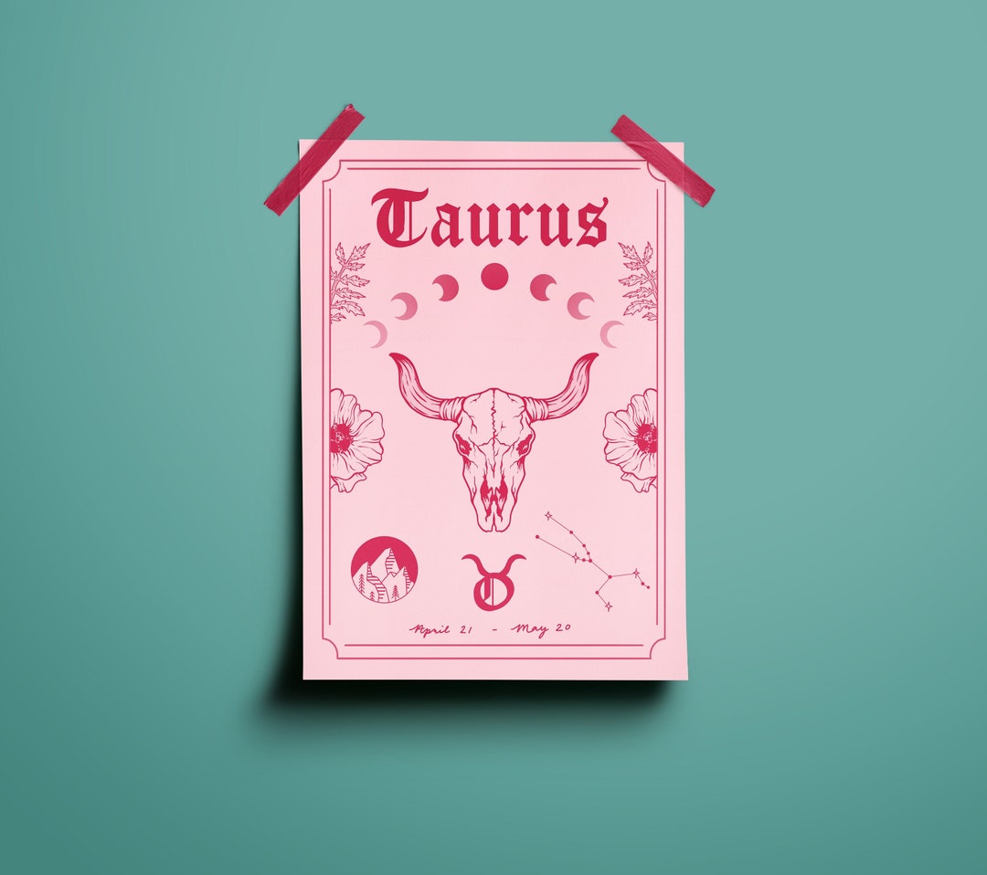 Taurus Zodiac Astrology Art Print Earth Star Sign Unique Gift Bull ...