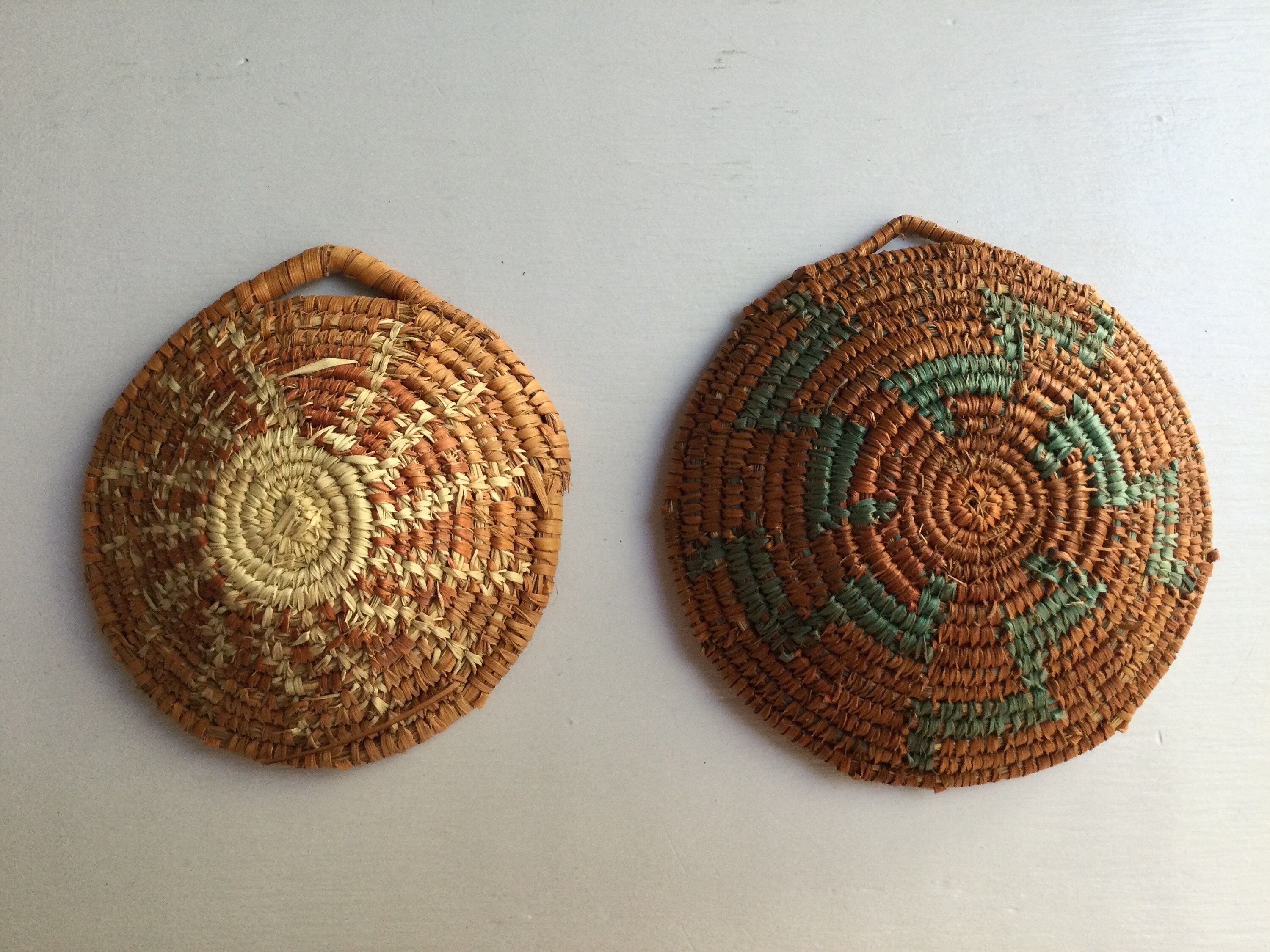 Vintage Native American Sun Design Coil Basket - Most Likely Hopi Woven ...