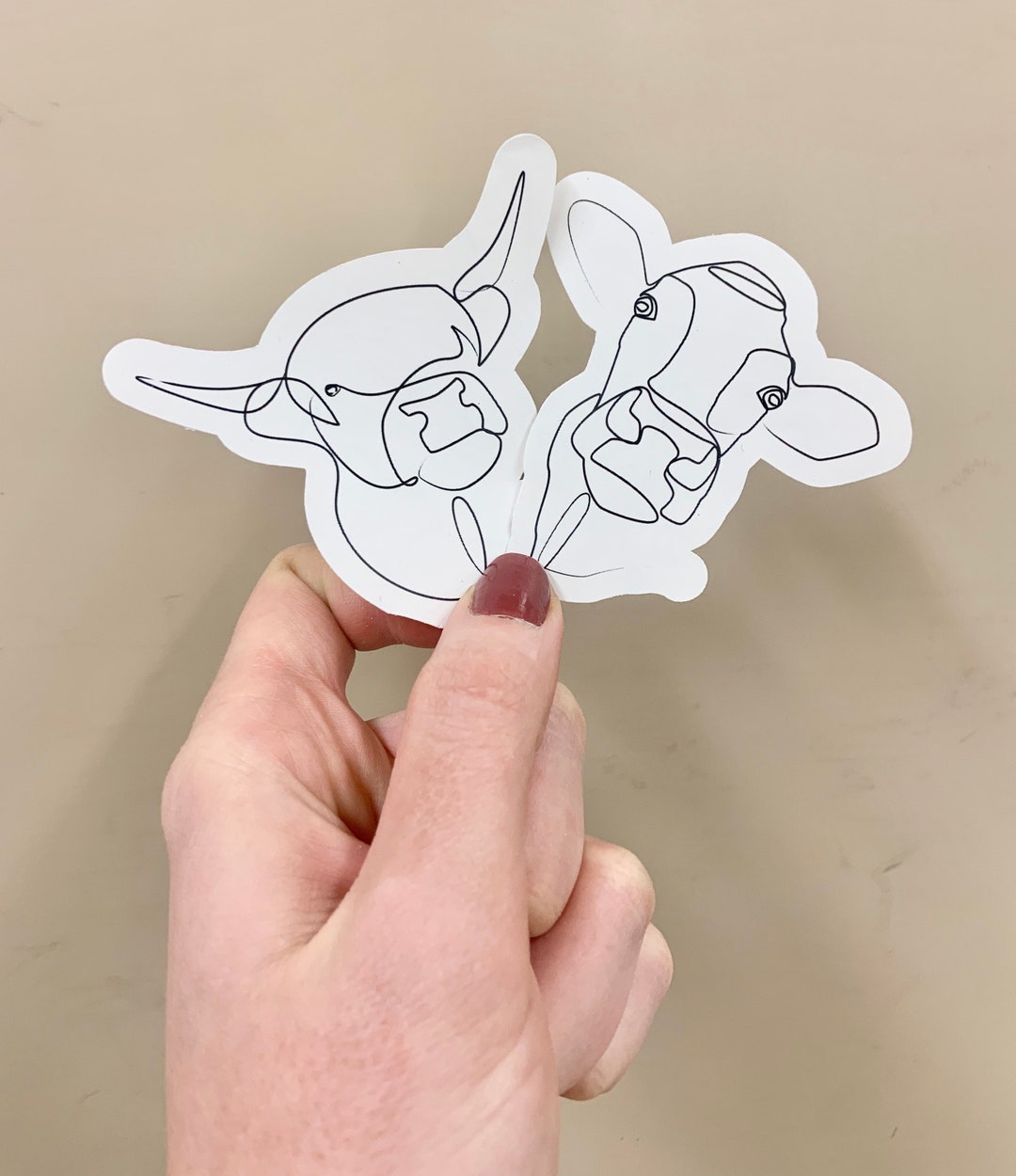 Cow Line Art Stickers Highlander and Holstein - Etsy