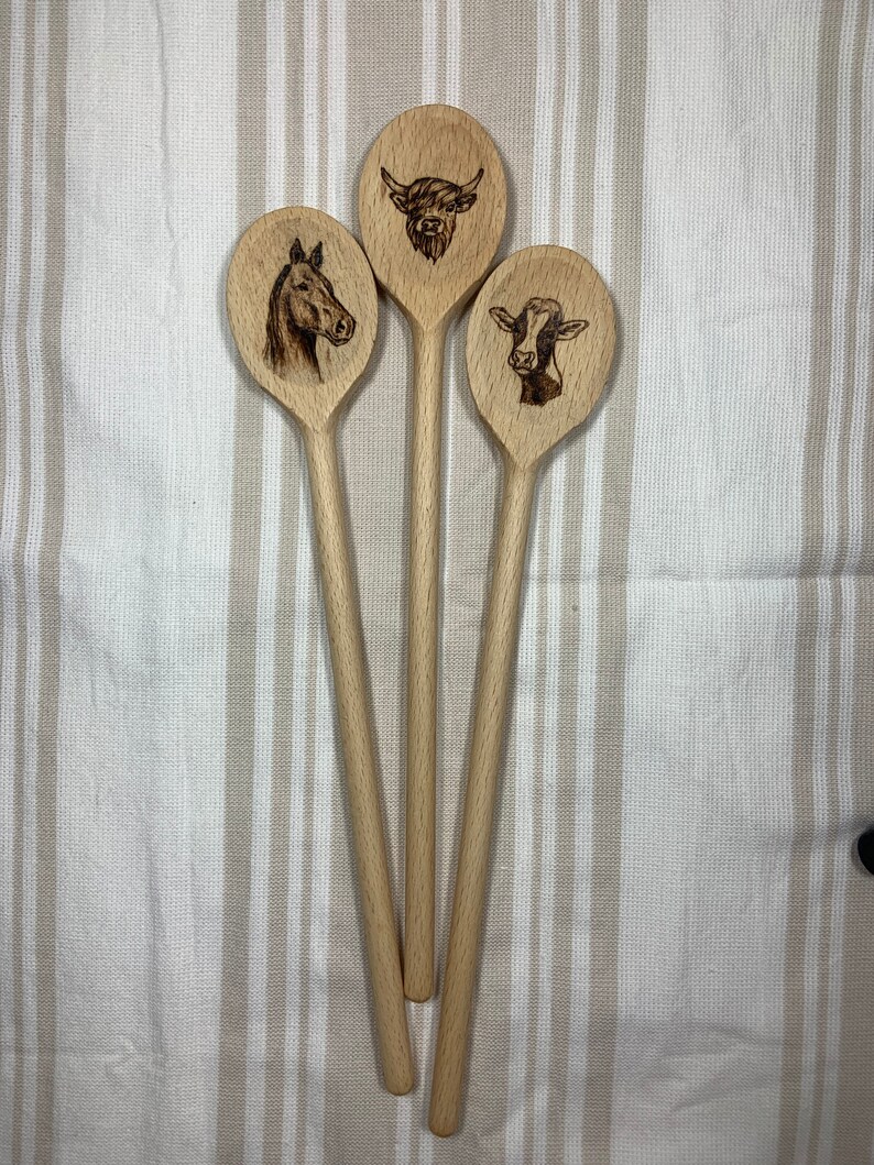 Highlander Cow, Horse, Holstein Wood Burned Spoon Handmade - Etsy