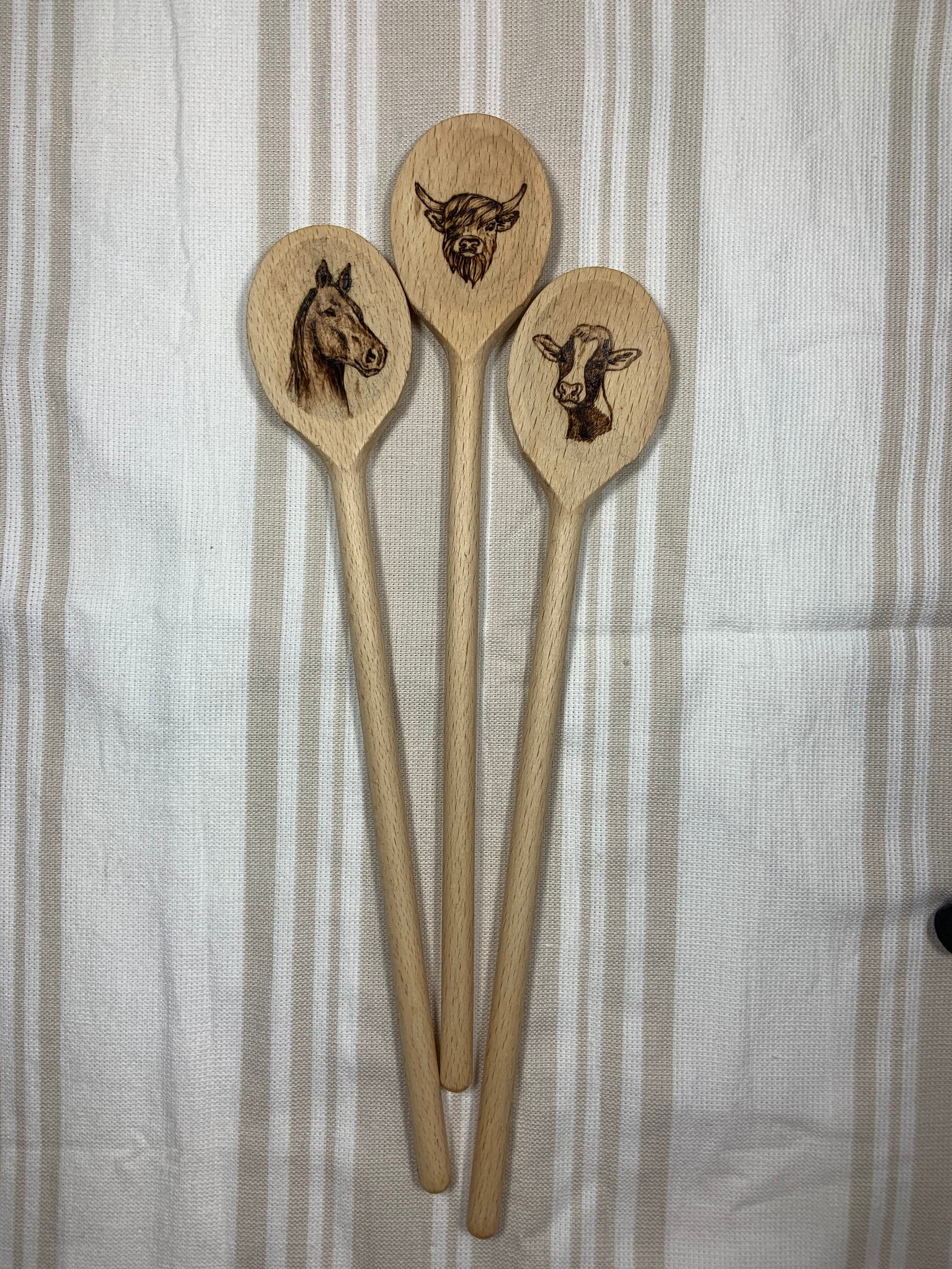 Highlander Cow, Horse, Holstein Wood Burned Spoon Handmade - Etsy