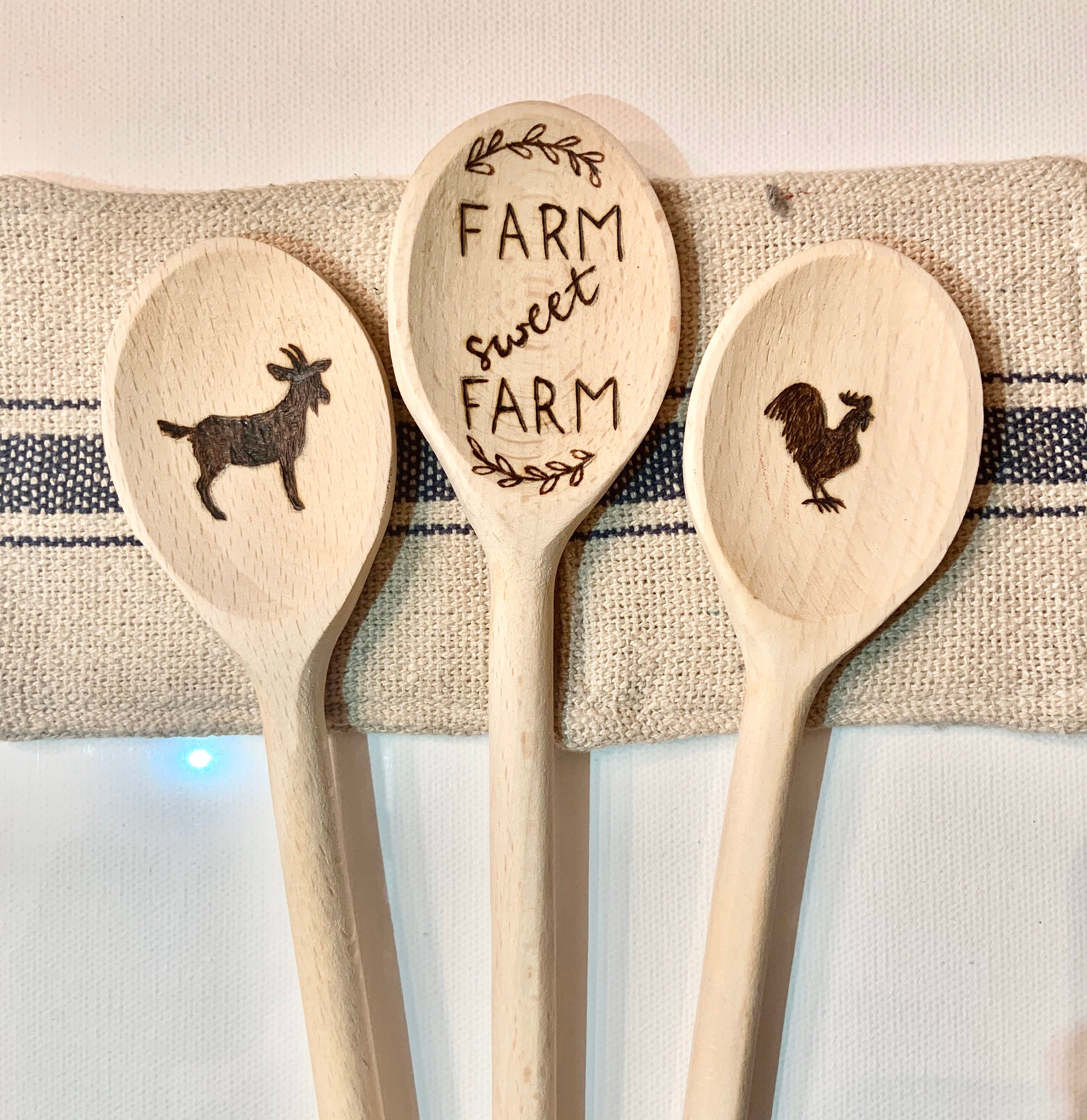 kitchen decor woodburned spoons rustic kitchen farmhouse kitchen gifts ...