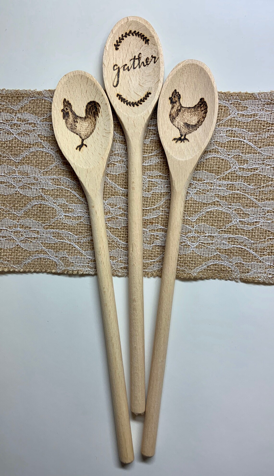 Gather and Chickens Wood Spoons - Etsy