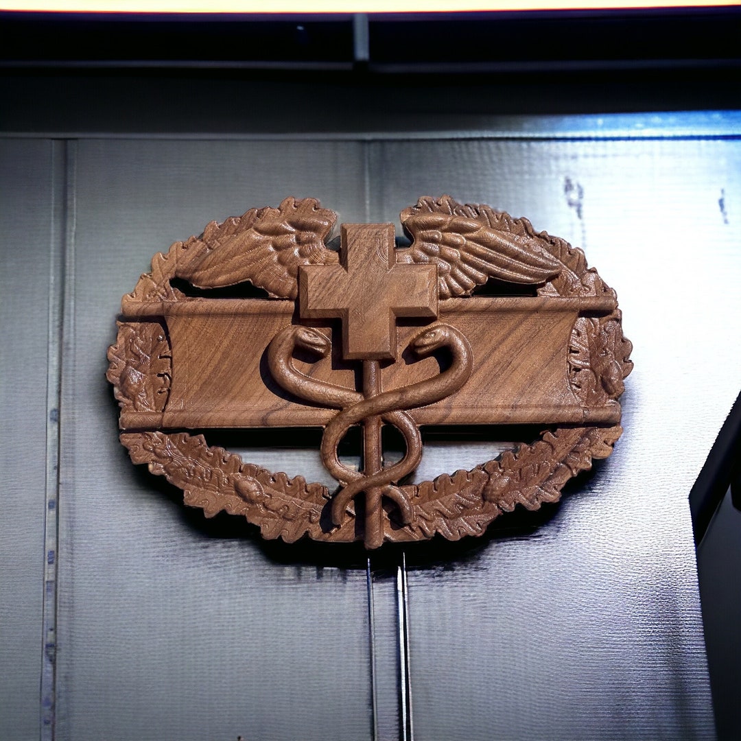 Combat Medical Badge | CMB Wall Display | CNC Carved Military Plaque ...
