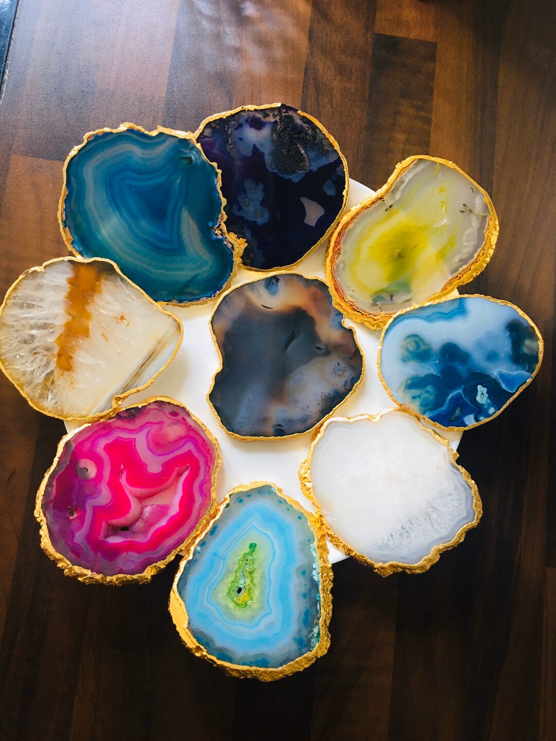 Natural Agate Coasters ,luxury Coasters,agate Coaster Slice,gold Agate ...