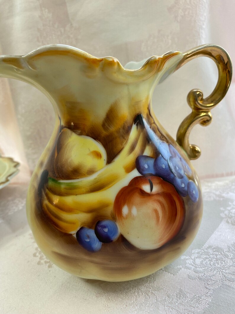 Vintage Enesco Japanese Bowl and Pitcher With Fruit Design - Etsy