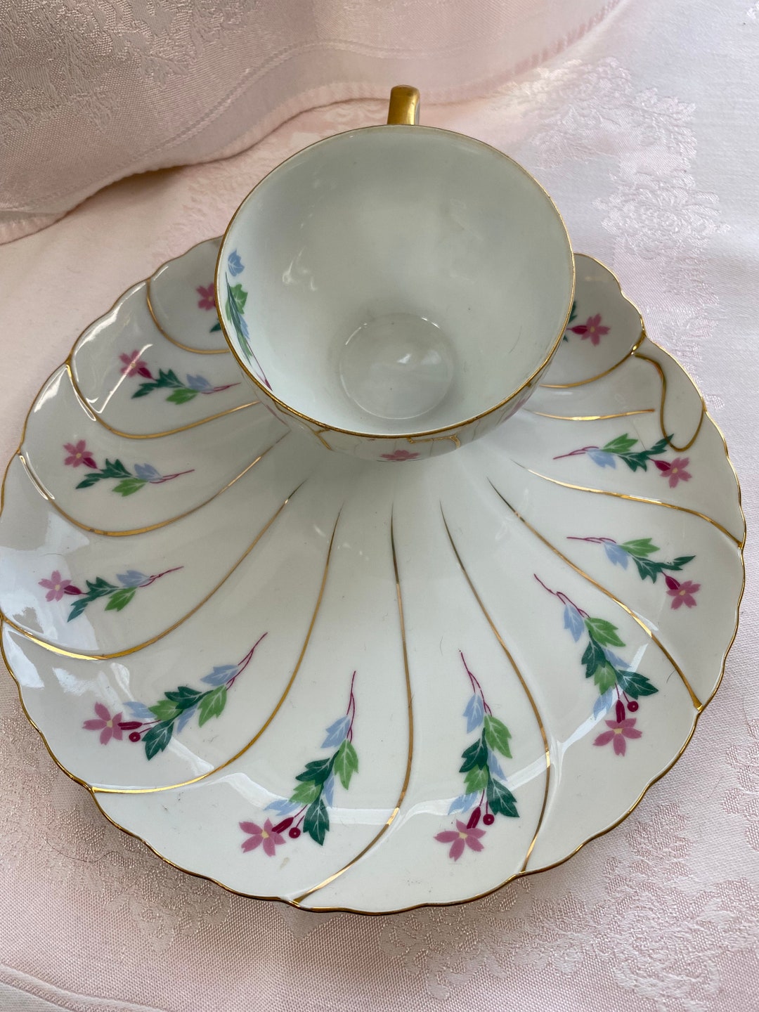 Vintage Japanese Biscuit/snack Plate and Tea Cup Set of 4 - Etsy