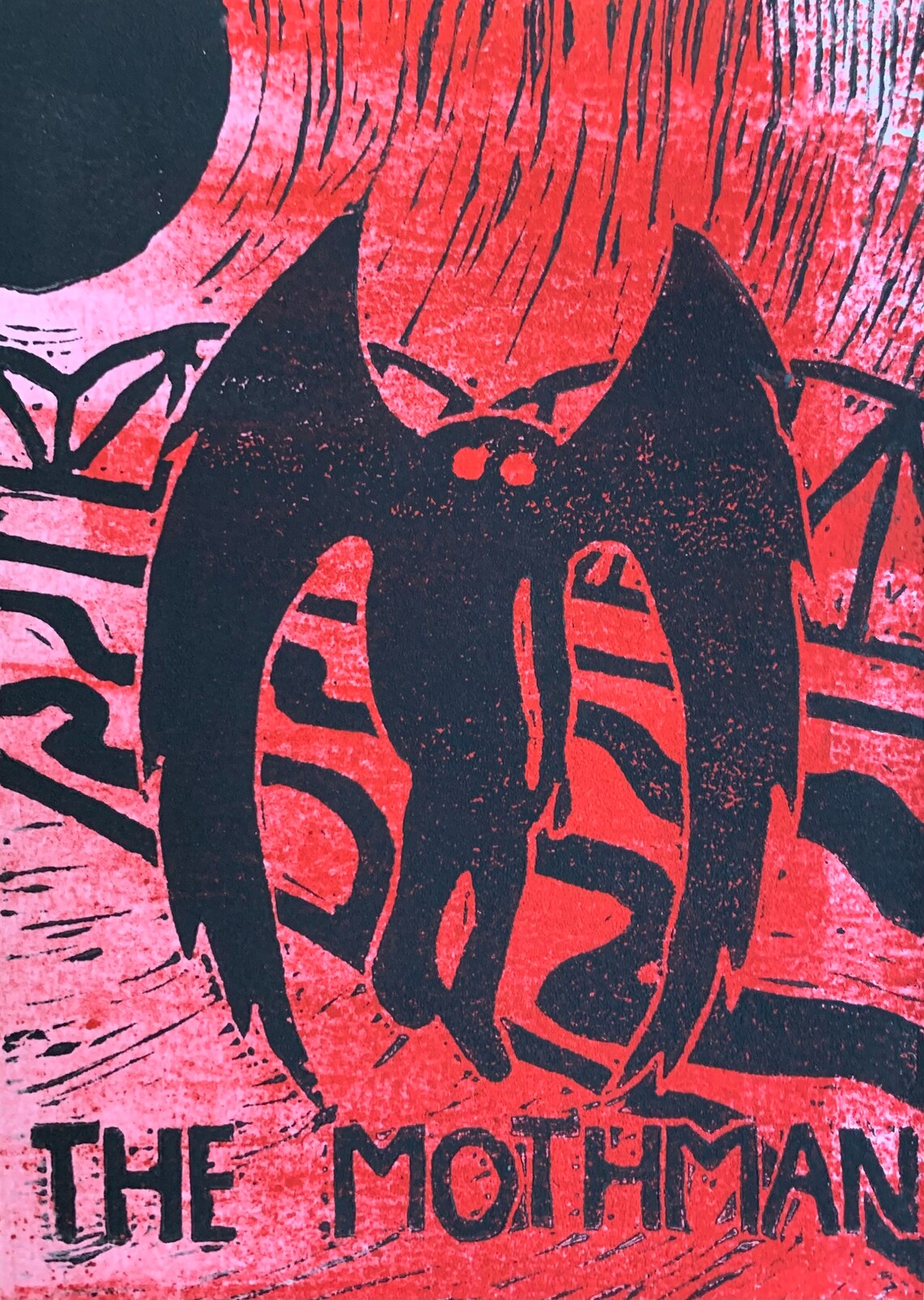 The Mothman West Virginia Cryptid Original Lino Cut Print - Etsy