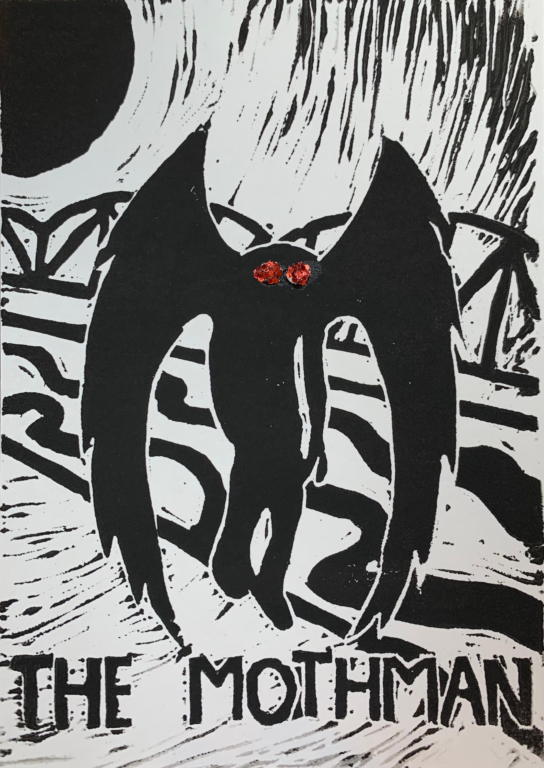The Mothman West Virginia Cryptid Original Lino Cut Print - Etsy