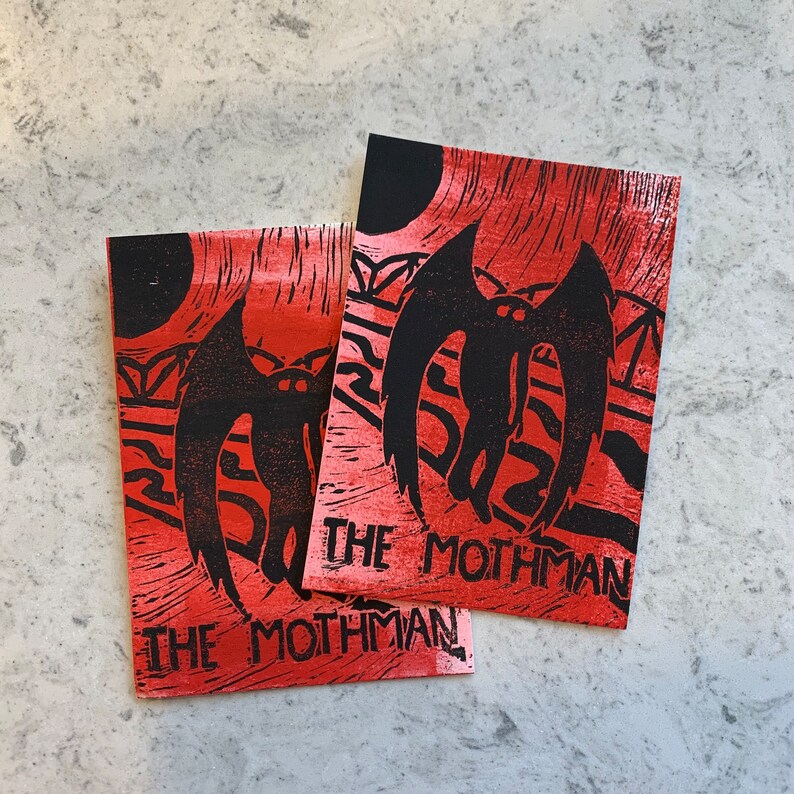 The Mothman West Virginia Cryptid Original Lino Cut Print - Etsy