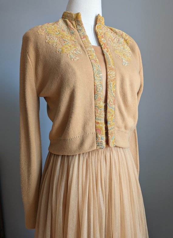 XS- 1950's party dress + cardigan set - Gem