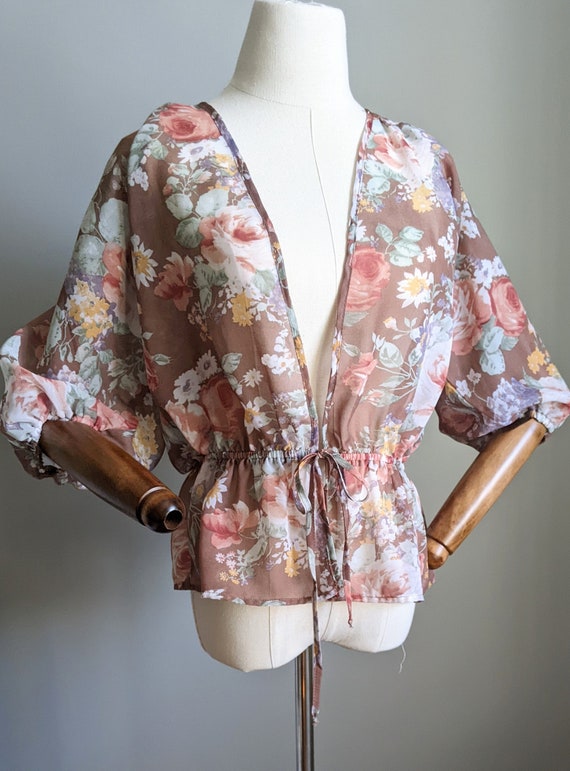 1970's floral chiffon top - Gem