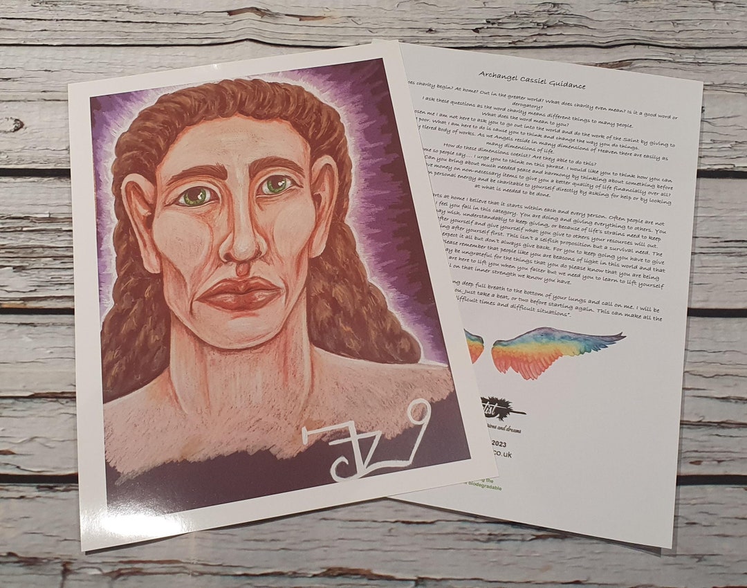 Archangel Cassiel, Angel of Tears Spiritual Channelled Portrait Print ...
