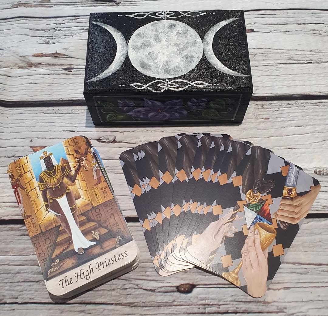 Hand Painted Tarot Card Box, Tarot Storage, Altar Items "triple Moon ...