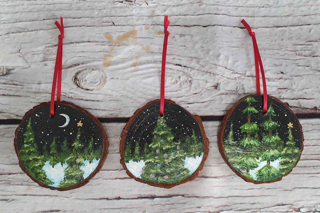 Yule Decoration - Hand Painted Yule Forest, Winter Snowscape and ...