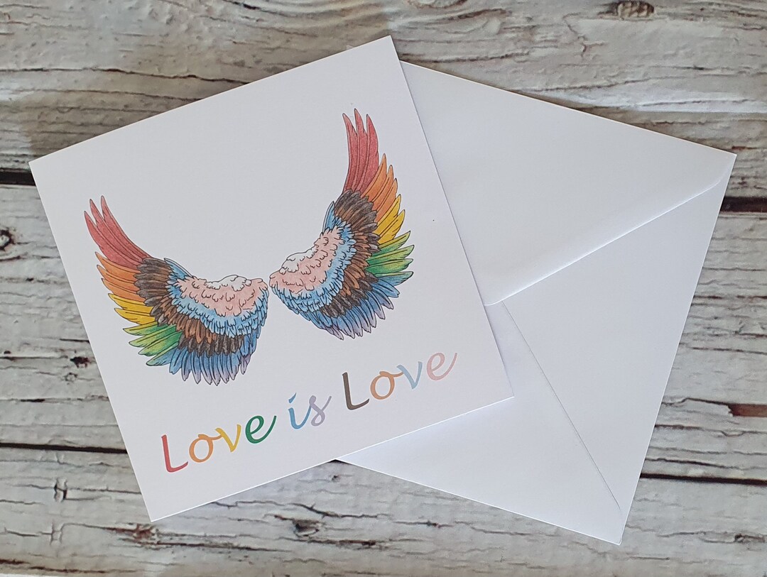 Love is Love, Angel Wings Greetings Cards LGBTQIA Rainbow, Pride, Healing, Love, Angel Messages ...