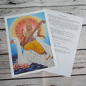 Hindu Goddess Saraswati - Full Colour Art Prints - Etsy
