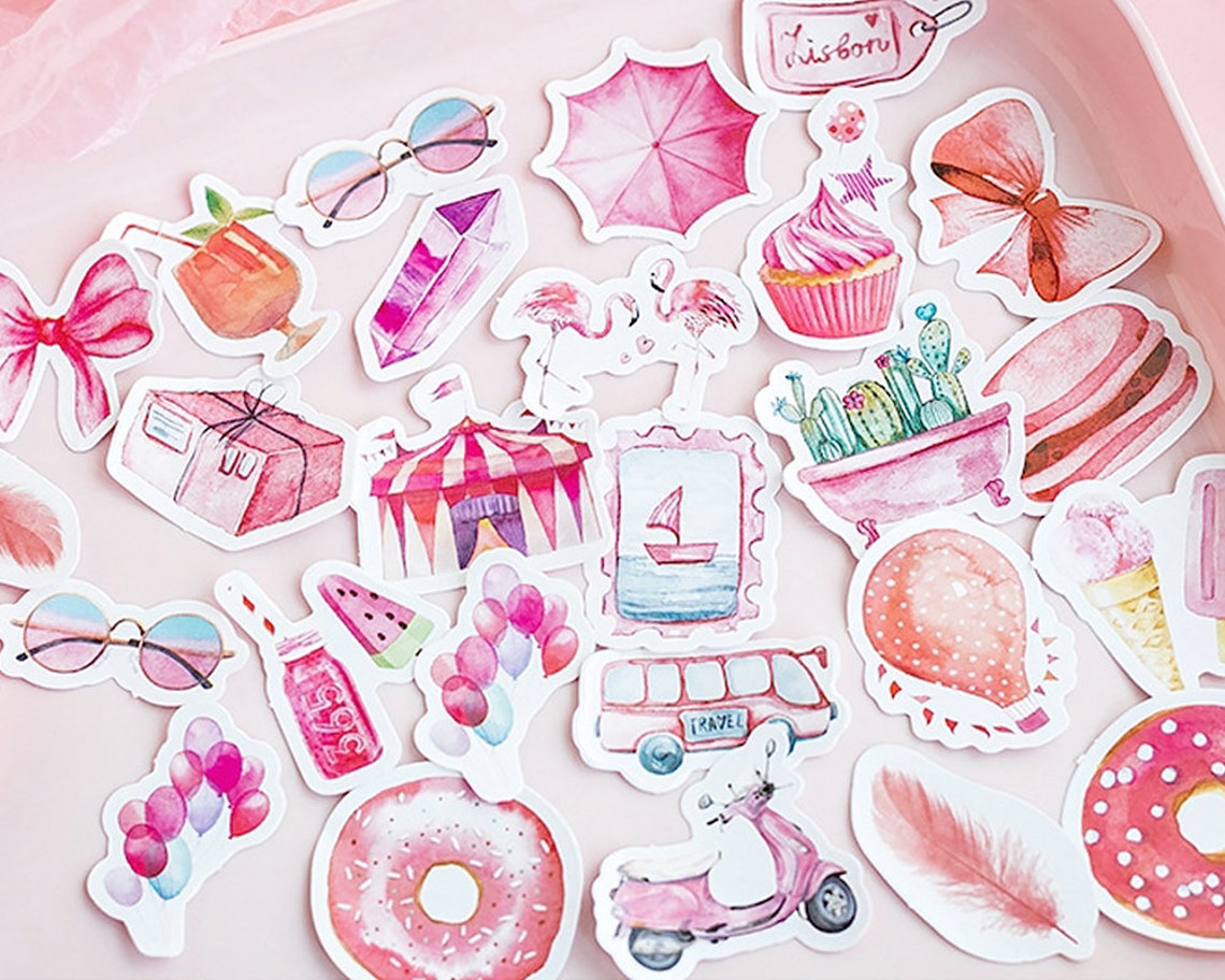 45PCS Pink Stickers Cute Stickers Pinky Sticker Baking | Etsy