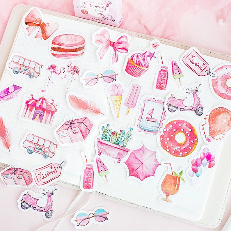 45PCS Pink Stickers Cute Stickers Pinky Sticker Baking | Etsy