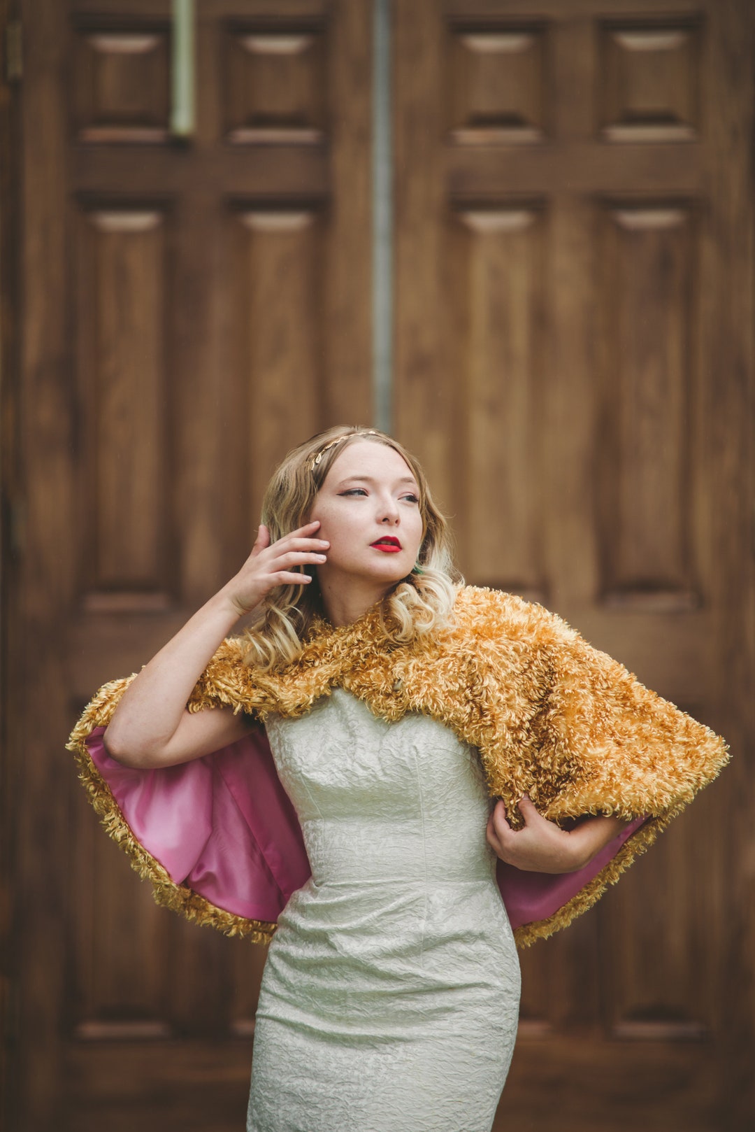 Golden Fur Capelet Viking Retro Cape Shawl - Etsy