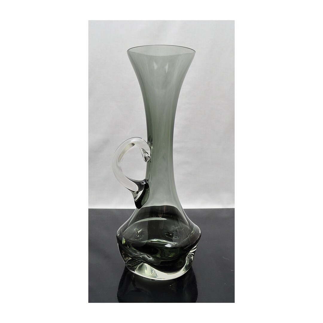 1970s Cubic Hand Blown Crystal Handled Jug Vase by Friedrich Kristall ...