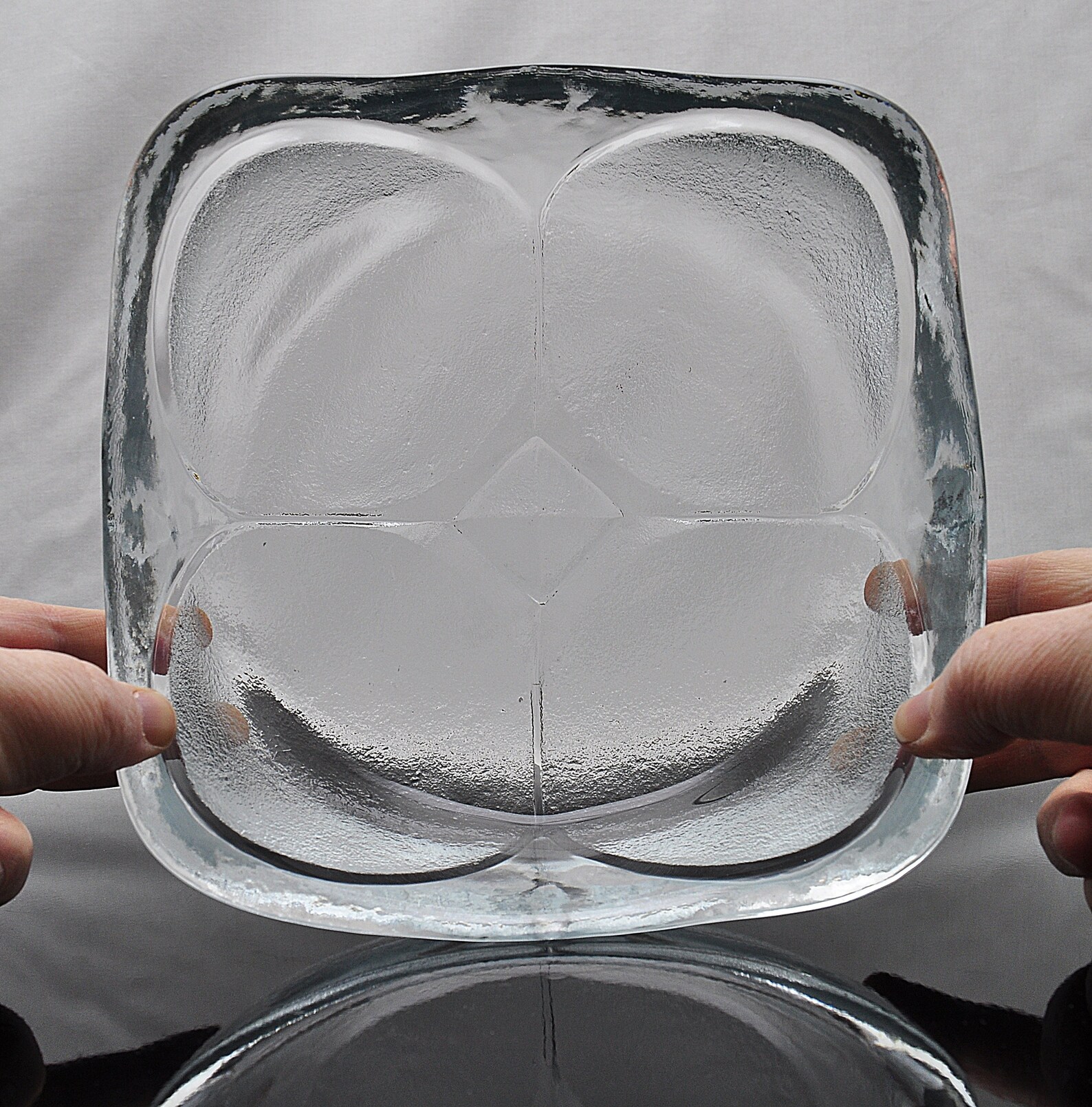 Modernist Art Glass Square Crystal Bowl Scandinavian | Etsy