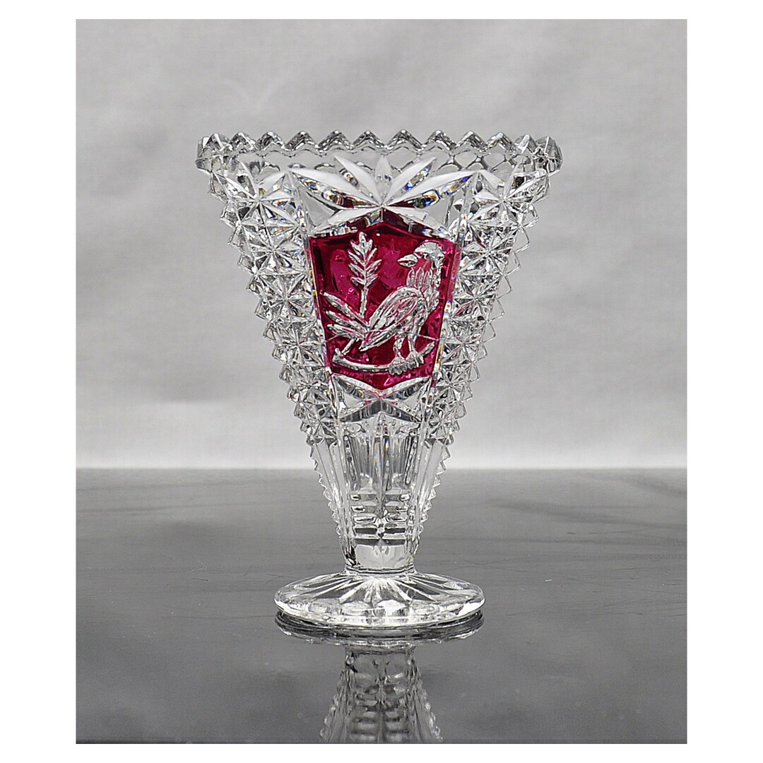 Vintage Hofbauer Byrds Red Crystal Small Ovoid Vase - Etsy