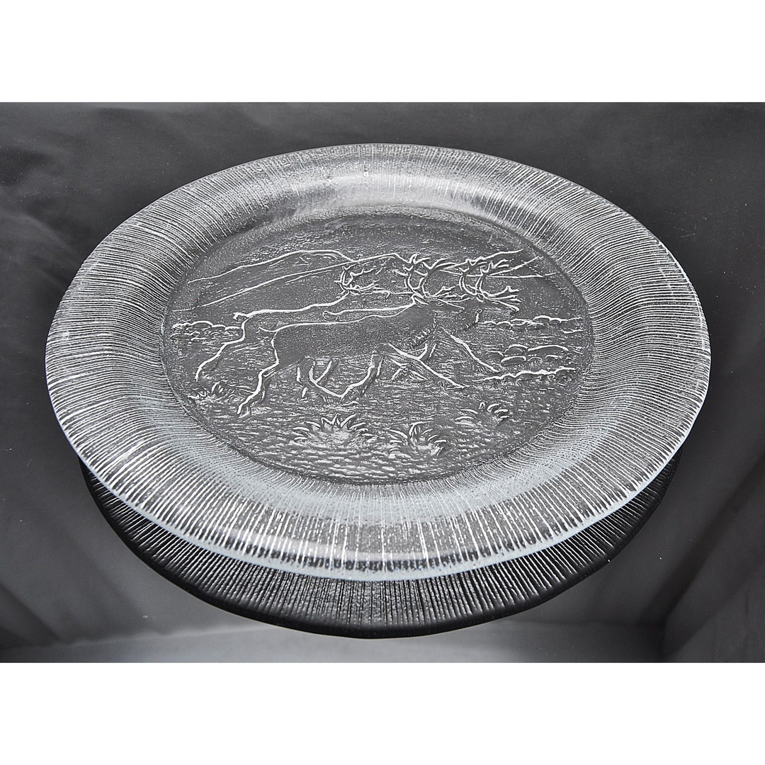 Vintage Norwegian Magnor Glassverk Reindeer Crystal Plate - Etsy