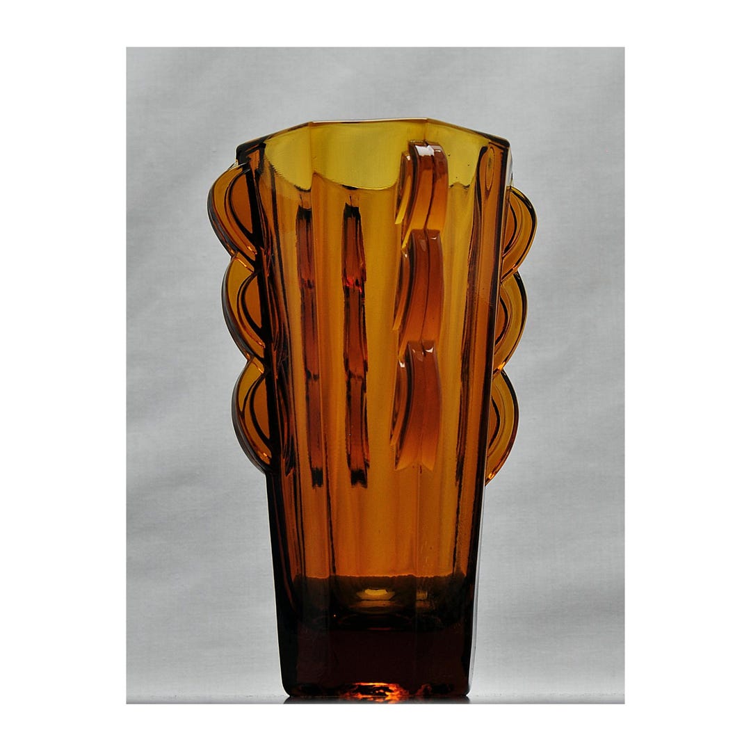 Art Deco Sowerby Small Amber Loop Vase 2597 - Etsy