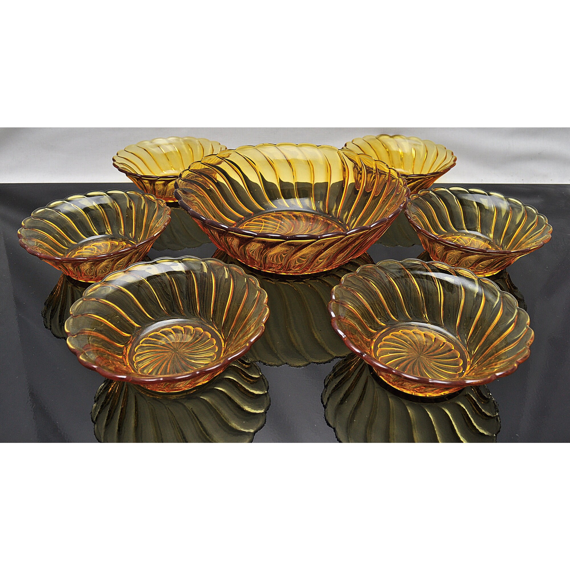 Pressed design glass dish Vintage Amber shallow glass dish Carnival ...