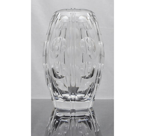 Stuart Crystal Sphere Cut Barrel Vase C1950s Rare - Etsy Australia