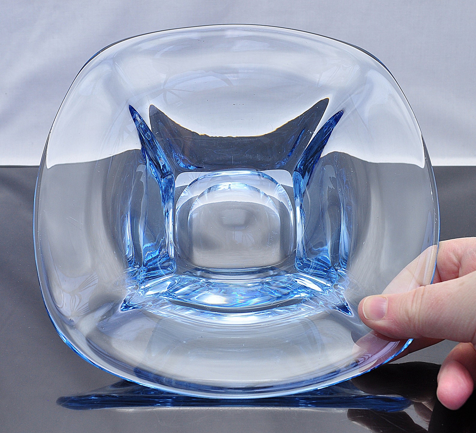 Art Deco Kosta Sapphire Blue Square Bowl by Elis Bergh - Signed B1901 ...