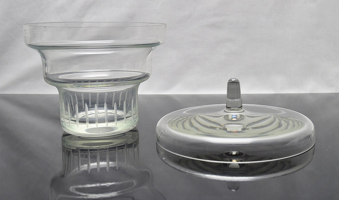 Art Deco Heavy Glass Stepped Form Lidded Pot - Etsy