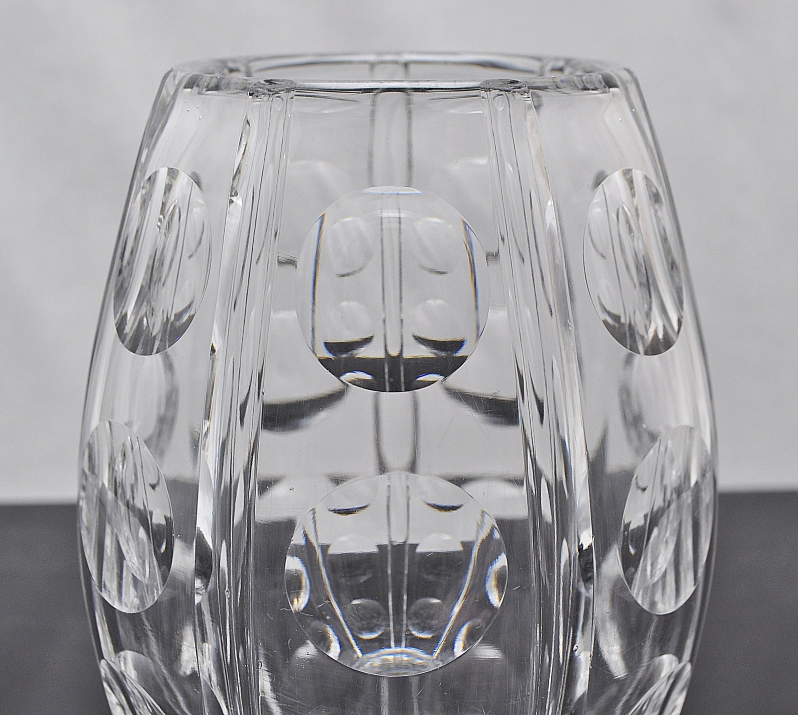 Stuart Crystal Sphere Cut Barrel Vase C1950s - Rare - Etsy UK