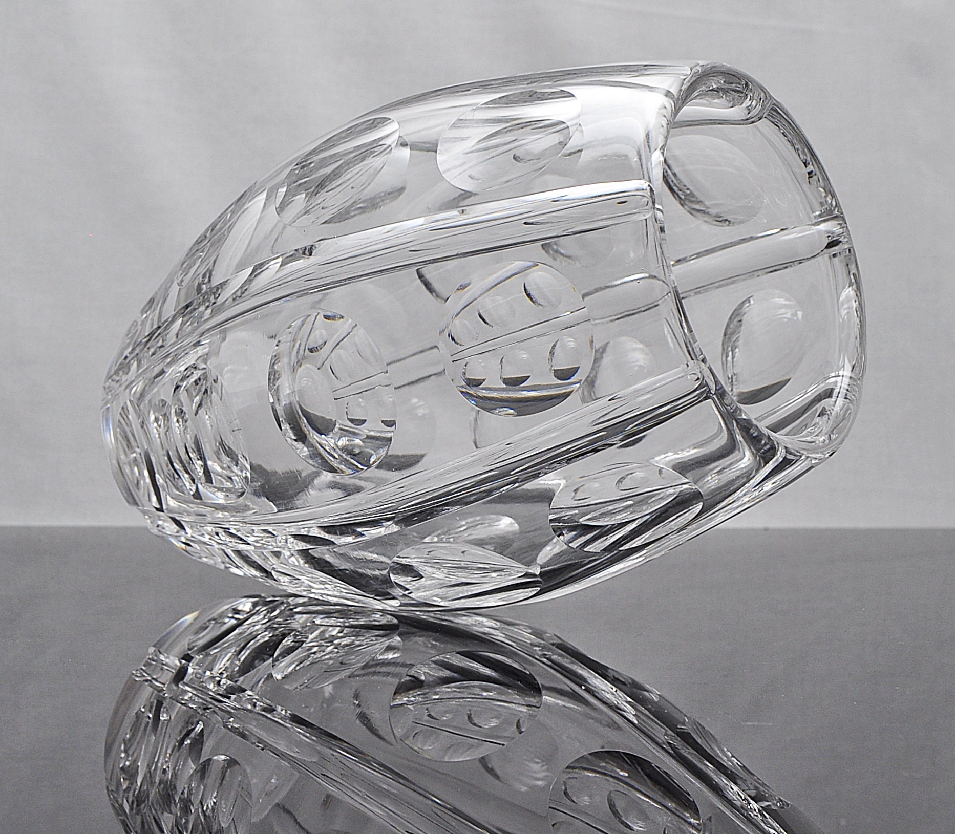 Stuart Crystal Sphere Cut Barrel Vase C1950s Rare | Etsy