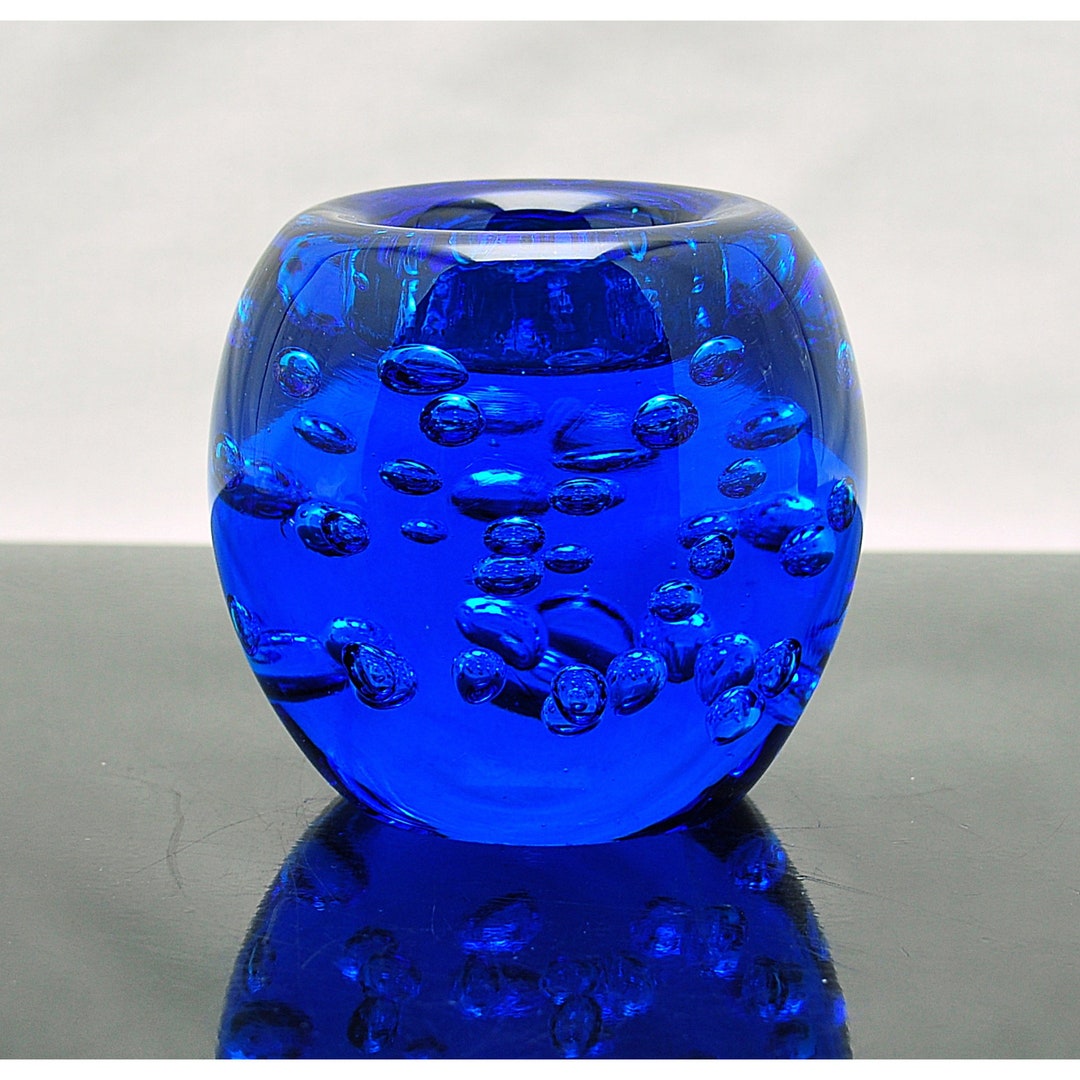 Vintage Deep Blue Glass Bubble Votive/candleholder - Etsy