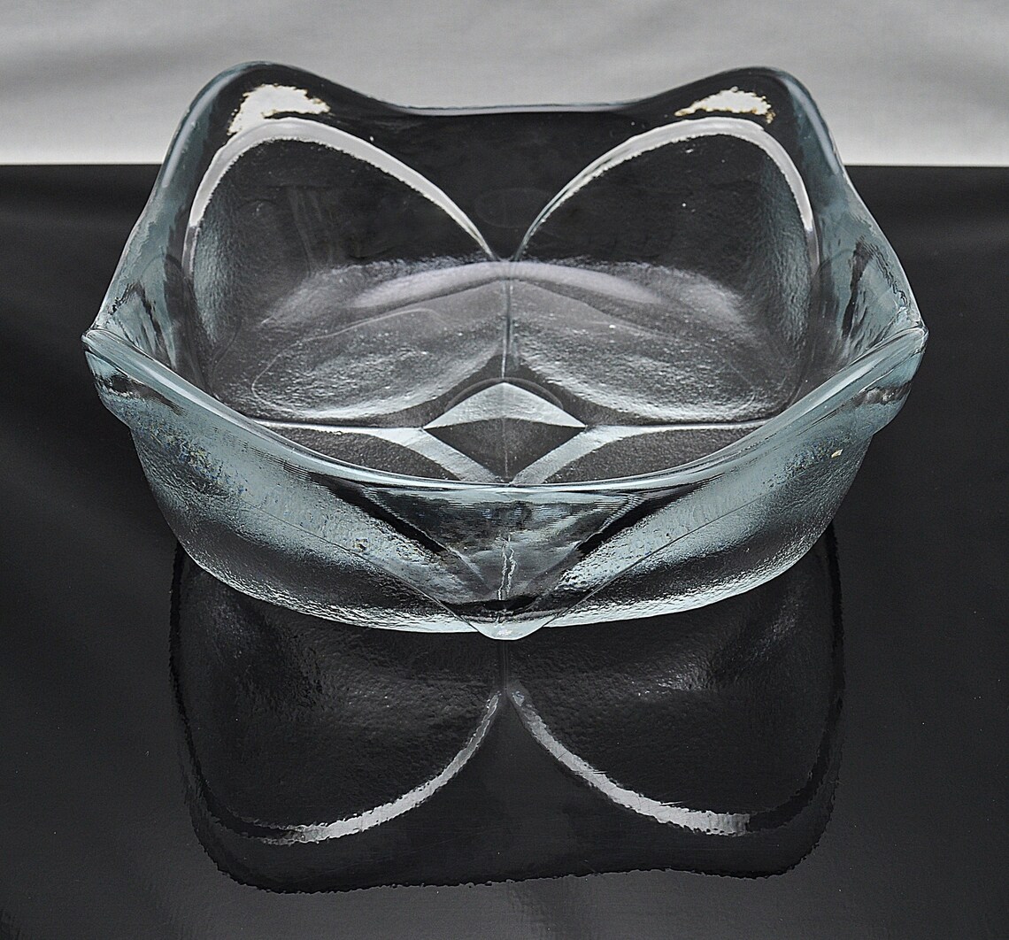 Modernist Art Glass Square Crystal Bowl Scandinavian | Etsy