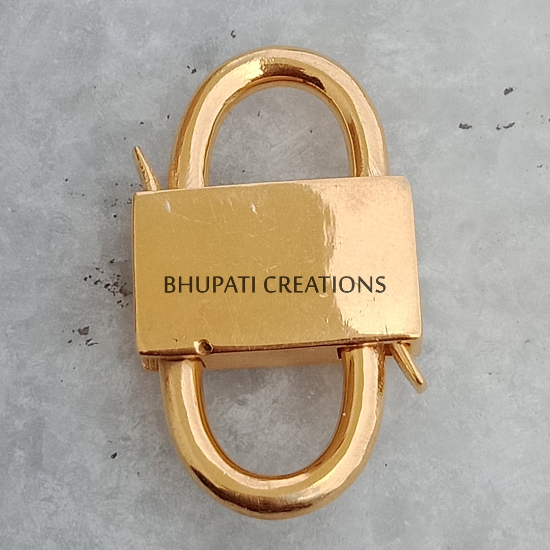 925 Silver Gold Plated Plain Padlock Jewelry, Handmade Double Side ...