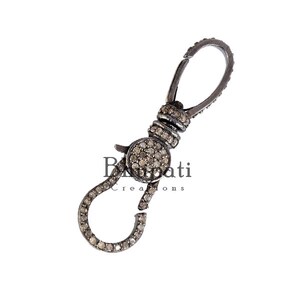 Pave Diamond Clasp Push Lock, 925 Sterling Silver Pave Diamonds Charm ...