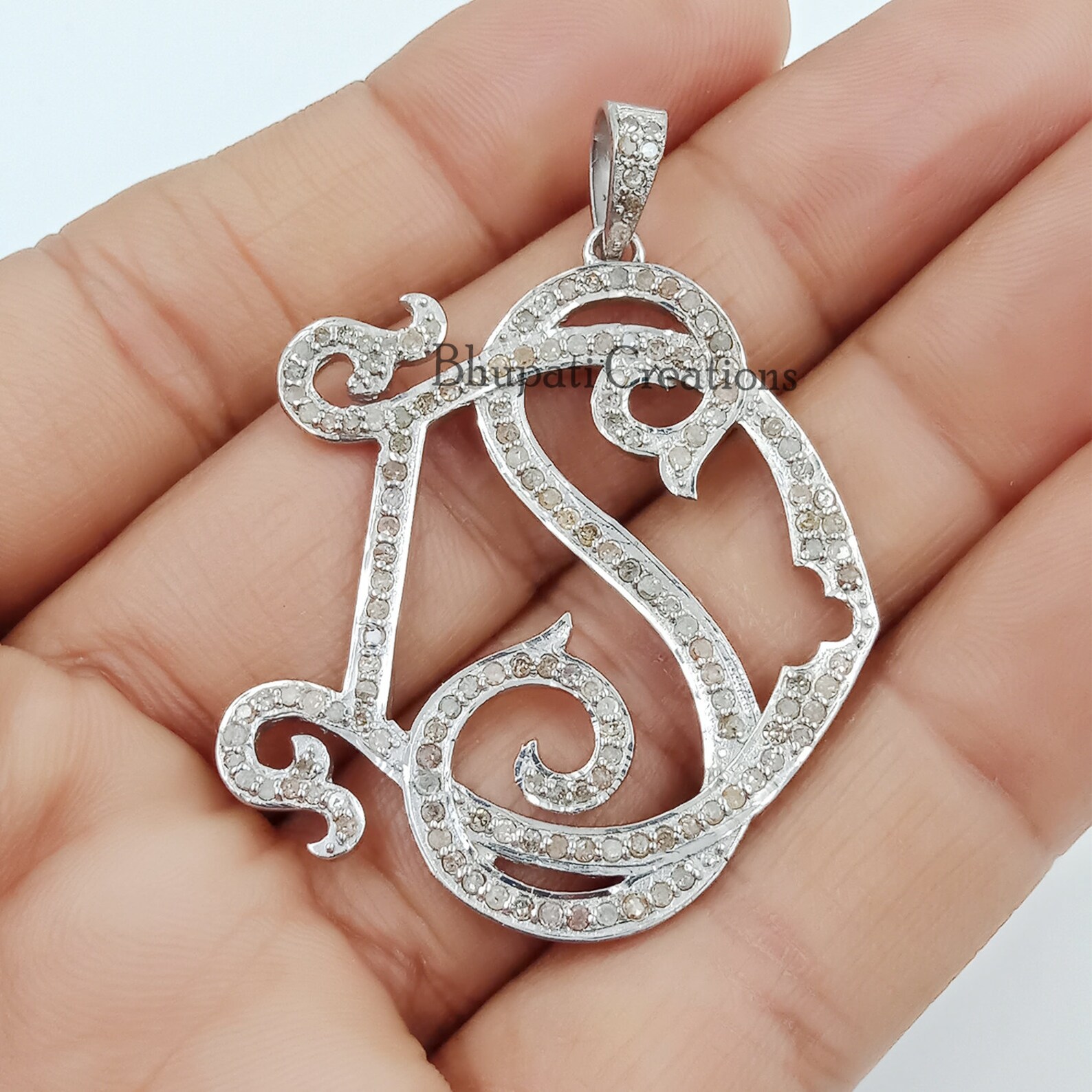 Pave Diamond DS-SD Monogram 925 Sterling Silver Monogram | Etsy