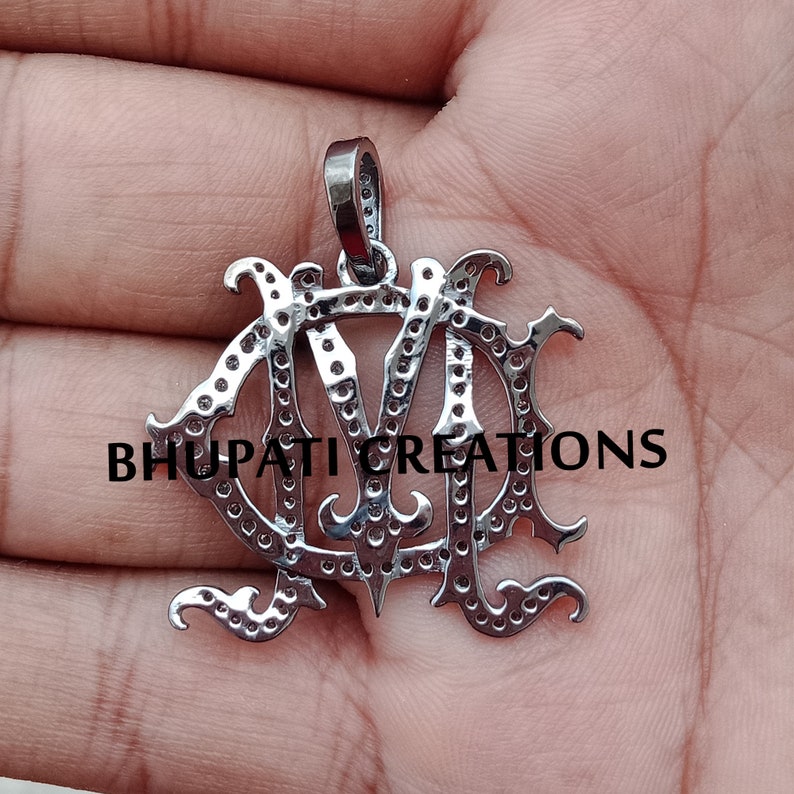 Pave Diamond MD Monogram Pendant 925 Silver DM Monogram - Etsy