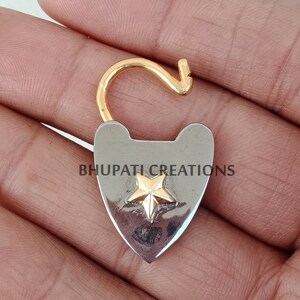Handmade Sterling Silver Star Padlock Charm, Gold Accent, 30x20mm - Etsy