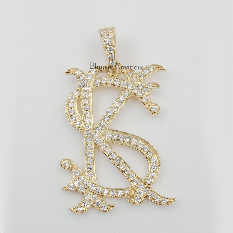 14K Yellow Gold Plated Monogram Cubic Zircon Monogram SK-KS - Etsy
